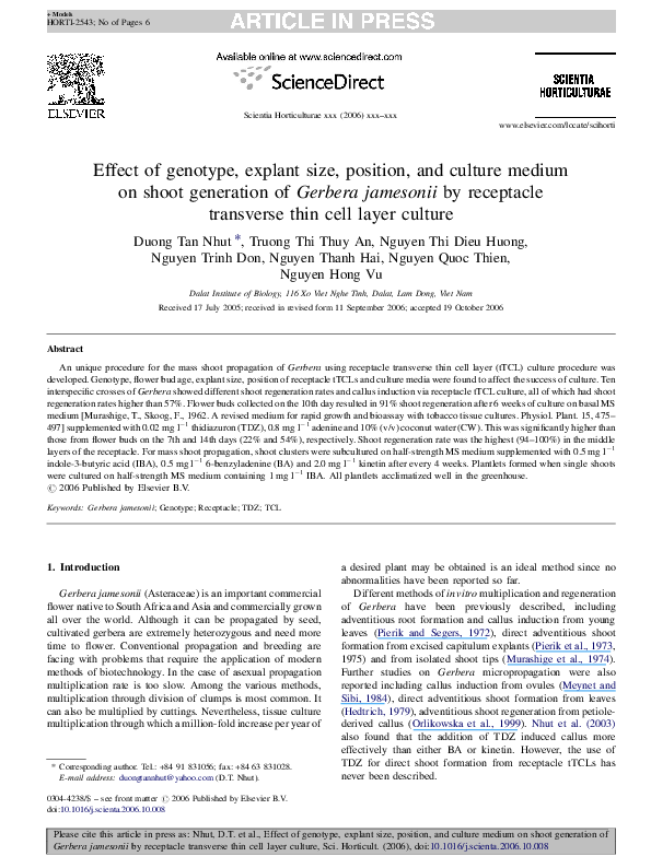 (PDF) Effect of genotype, explant size, position, and culture medium on ...