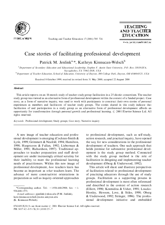 (PDF) Case stories of facilitating professional development