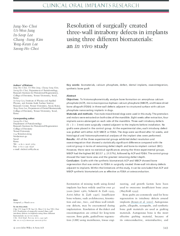 (PDF) Resolution of surgically created three-wall intrabony defects in ...