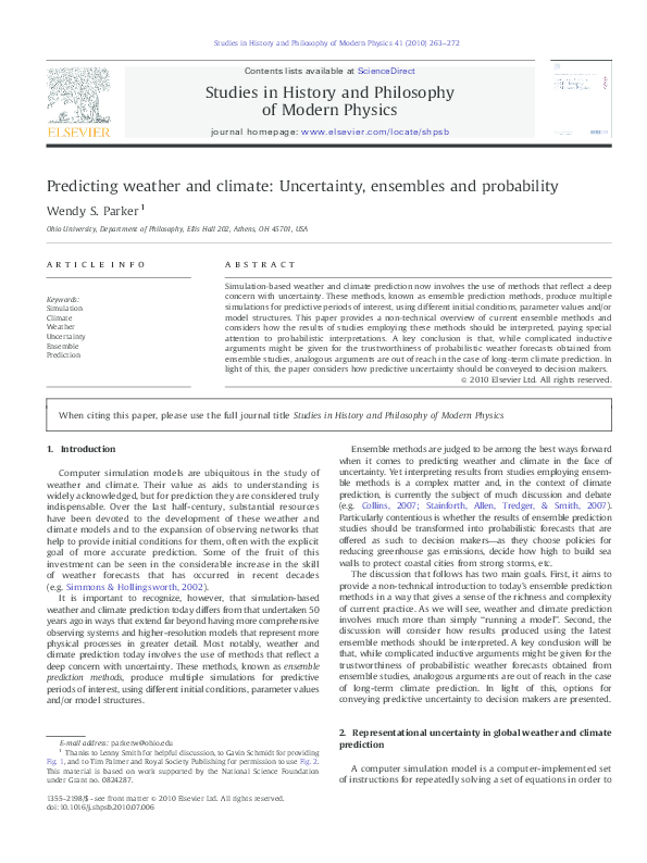 (PDF) Predicting weather and climate: Uncertainty, ensembles and ...