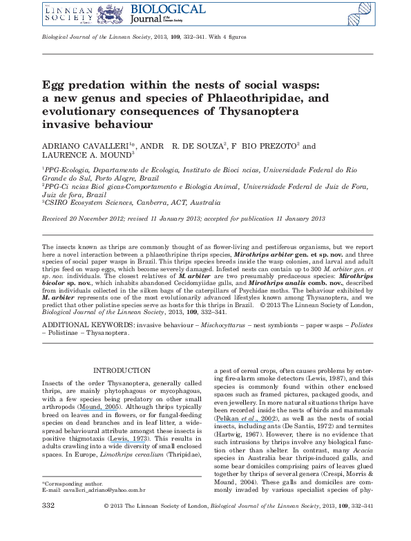 (PDF) Egg predation within the nests of social wasps: a new genus and ...