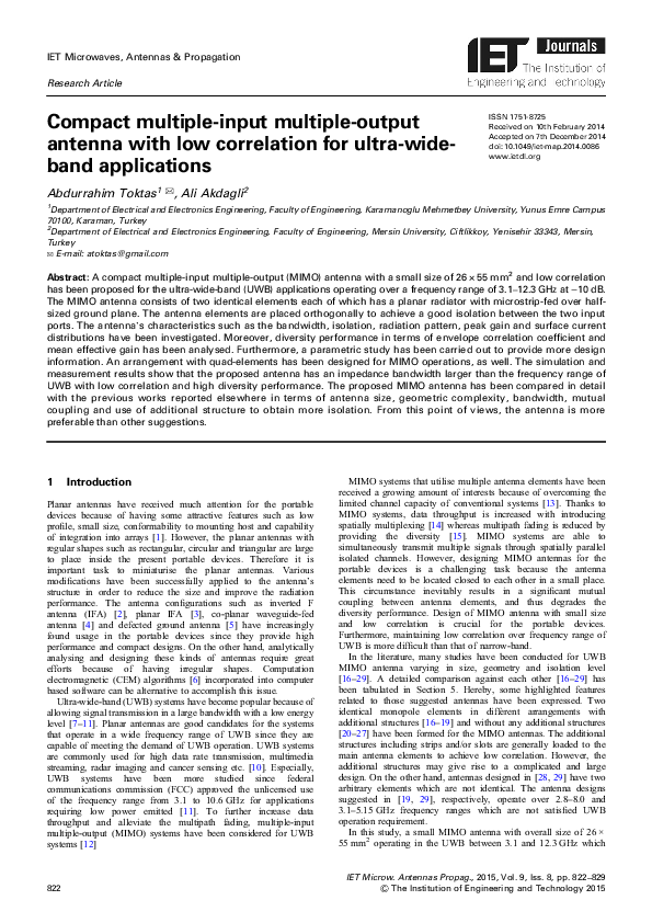 Pdf Compact Multiple Input Multiple Output Antenna With Low