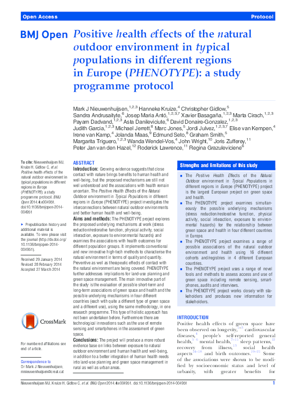 (PDF) Positive health effects of the natural outdoor environment in ...