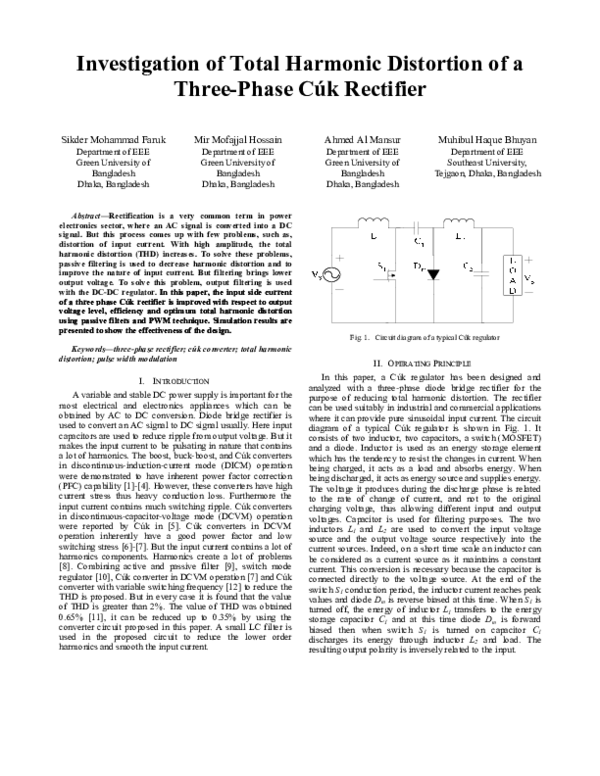 (PDF) Investigation of Total Harmonic Distortion of a Three-Phase Cúk ...