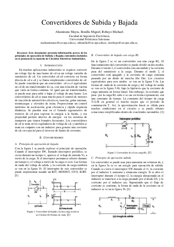 (PDF) Convertidores de Subida y Bajada