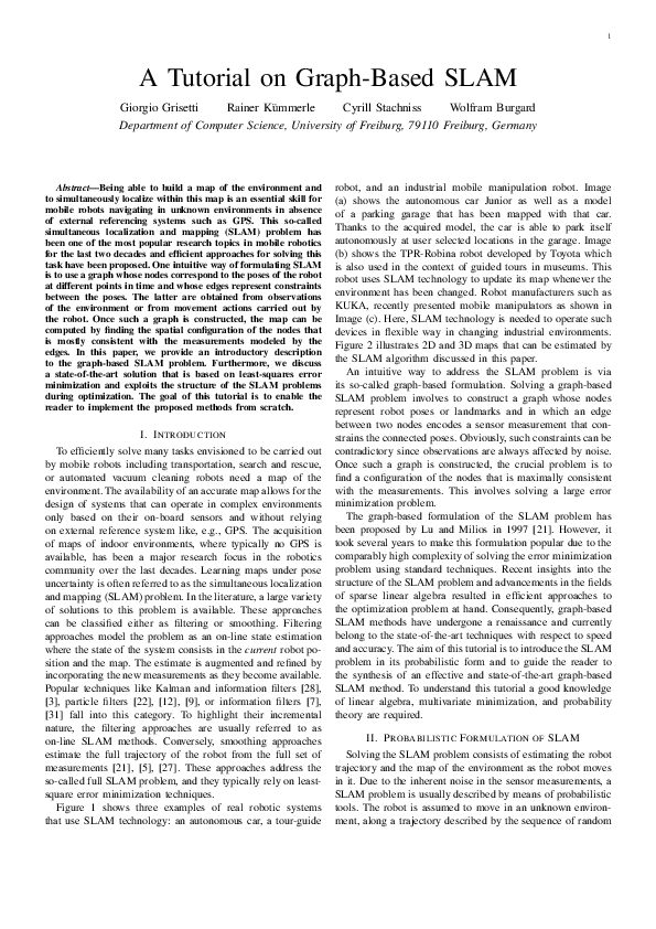 (PDF) A Tutorial on Graph-Based SLAM