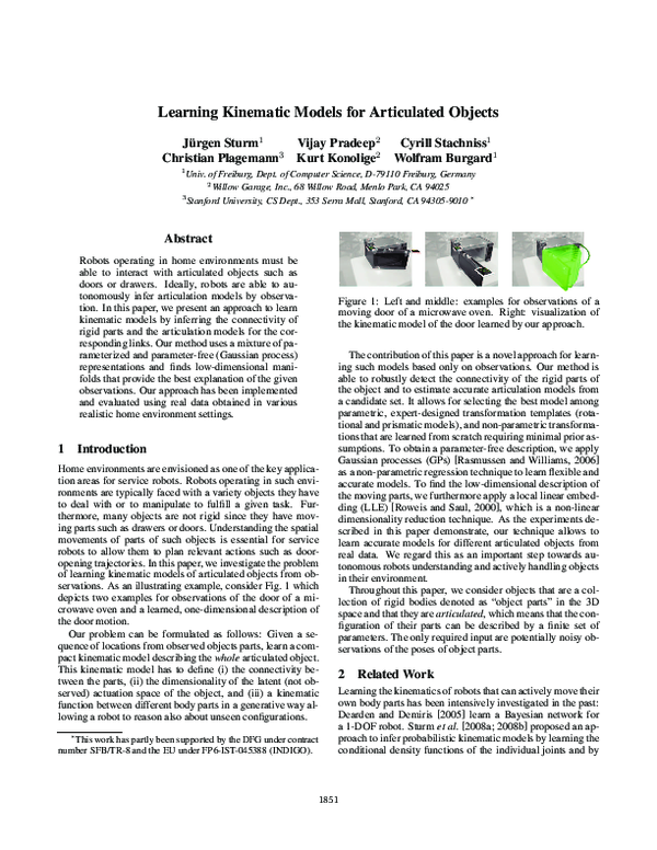 (PDF) Learning kinematic models for articulated objects