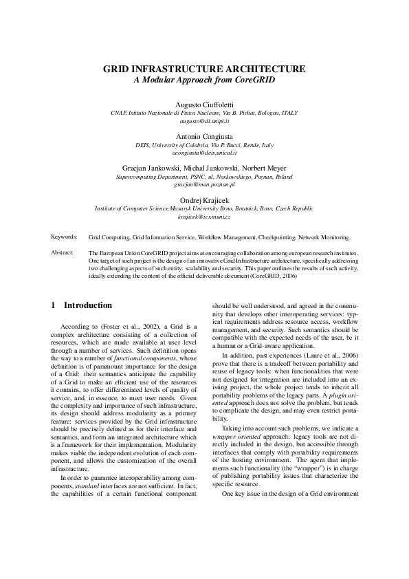 Pdf Grid Infrastructure Architecture A Modular Approach From