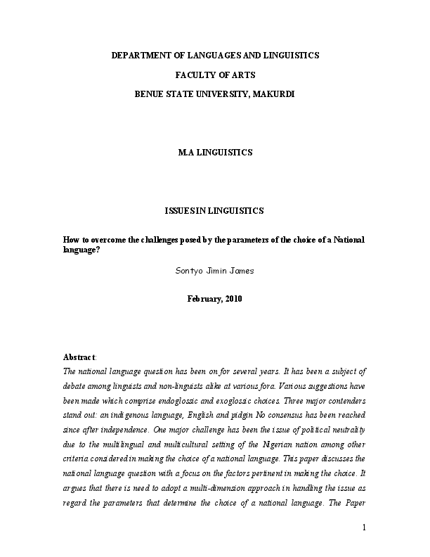 (DOC) Overcoming the Challenges Posed by the Parameters for the Choice ...