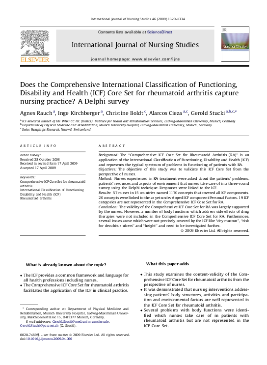 (PDF) Does the Comprehensive International Classification of ...