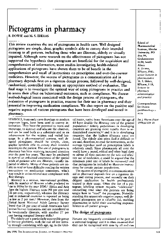 (PDF) Pictograms in pharmacy