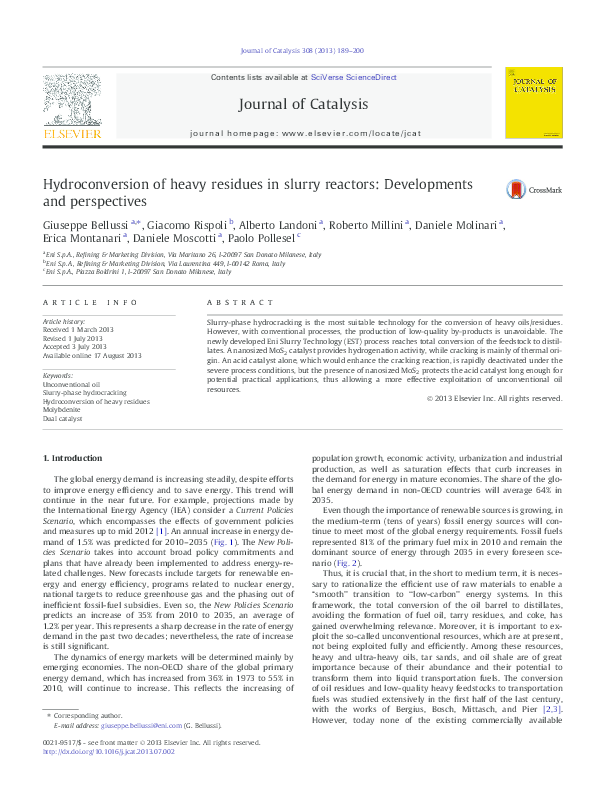 (PDF) Hydroconversion of heavy residues in slurry reactors ...
