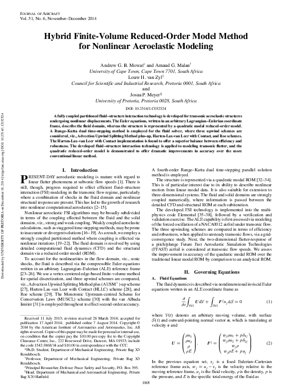 (PDF) Hybrid Finite-Volume Reduced-Order Model Method for Nonlinear Aeroelastic Modeling.