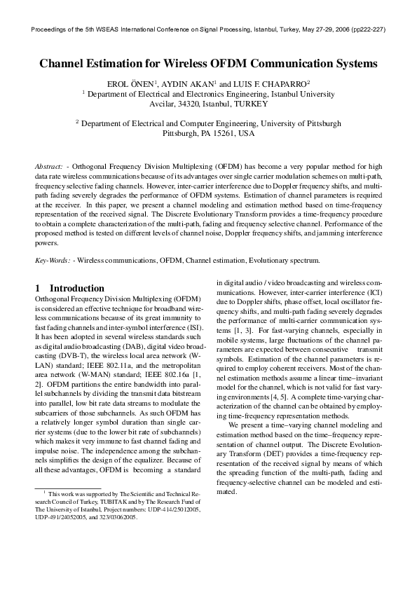 Channel Estimation for Wireless OFDM Communications