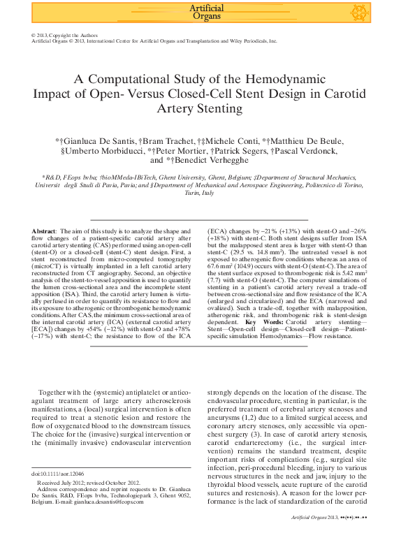 (PDF) A Computational Study of the Hemodynamic Impact of Open- Versus ...