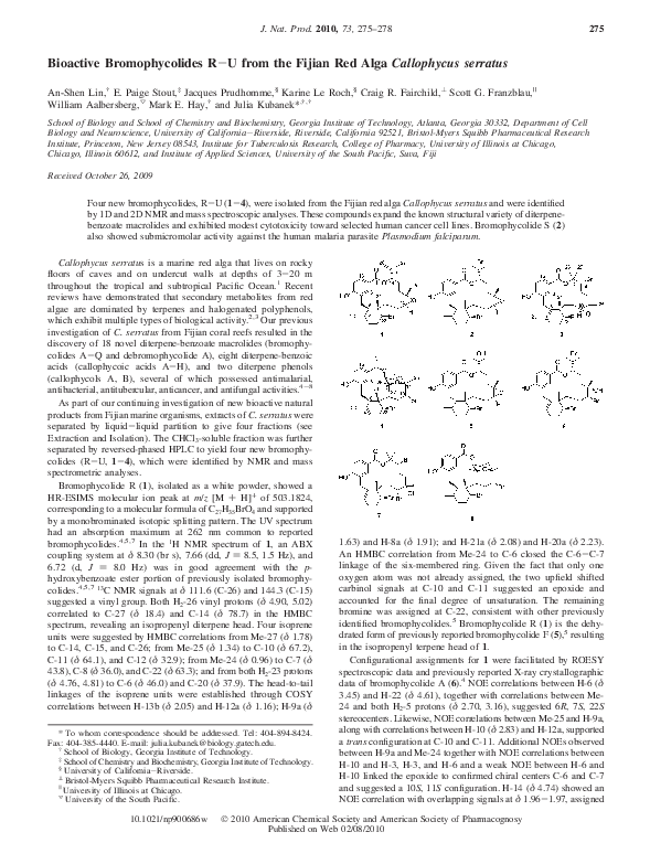 (PDF) Bioactive Bromophycolides R−U from the Fijian Red Alga ...