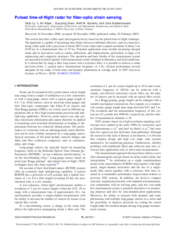 (PDF) Pulsed time-of-flight radar for fiber-optic strain sensing