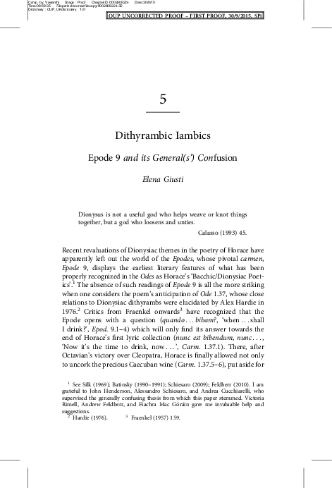 (PDF) Dithyrambic Iambics: Epode 9 and its General(s’) Confusion