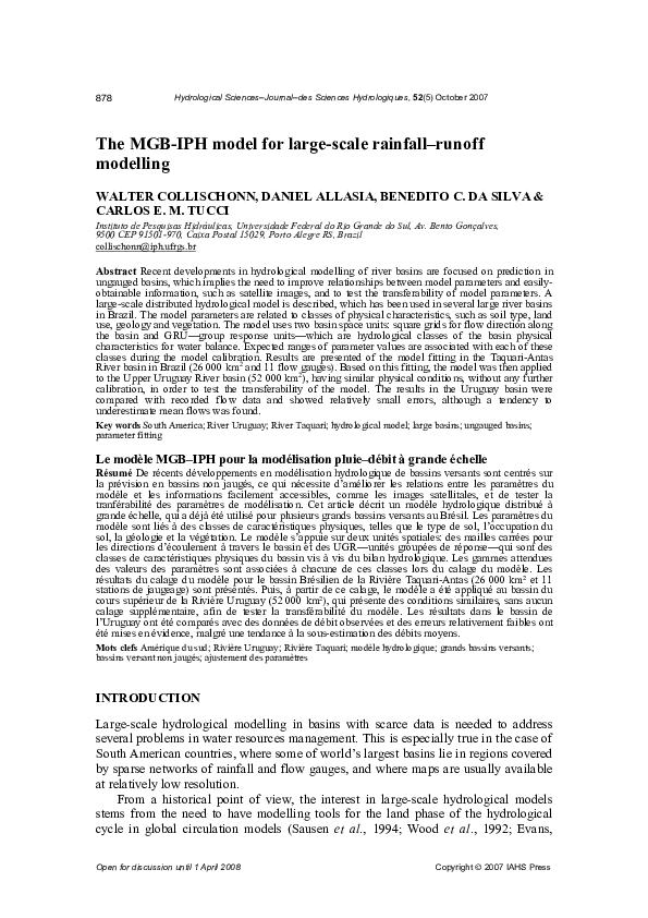 (PDF) The MGB-IPH model for large-scale rainfall—runoff modelling