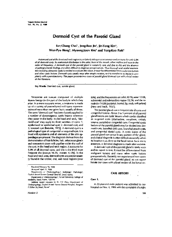 (PDF) Dermoid cyst of the parotid gland