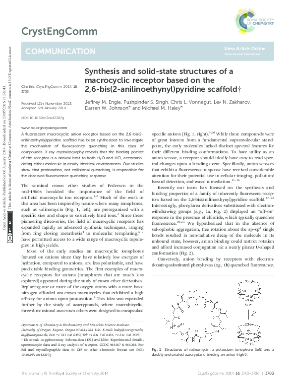 (PDF) Synthesis and solid-state structures of a macrocyclic receptor ...