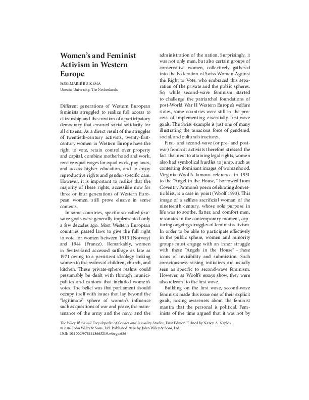 (PDF) Women's and Feminist Activism in Western Europe