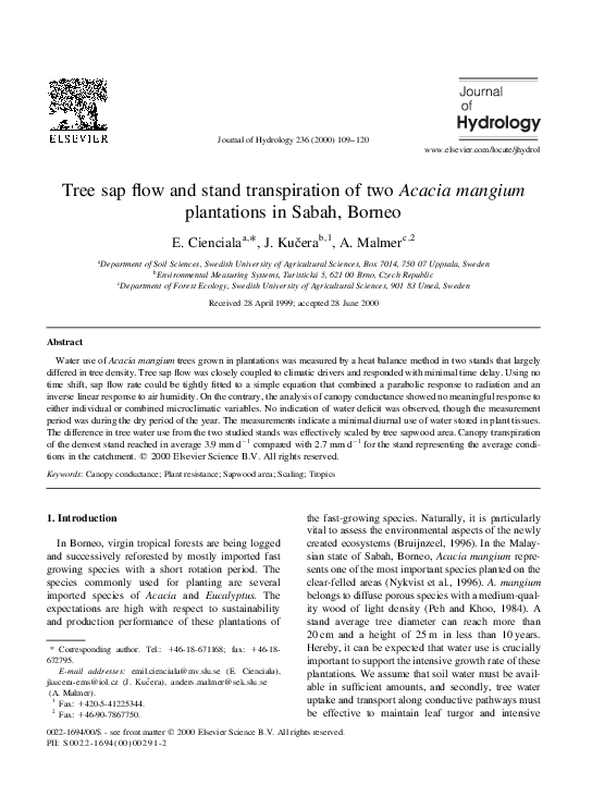(PDF) Tree sap flow and stand transpiration of two Acacia mangium ...