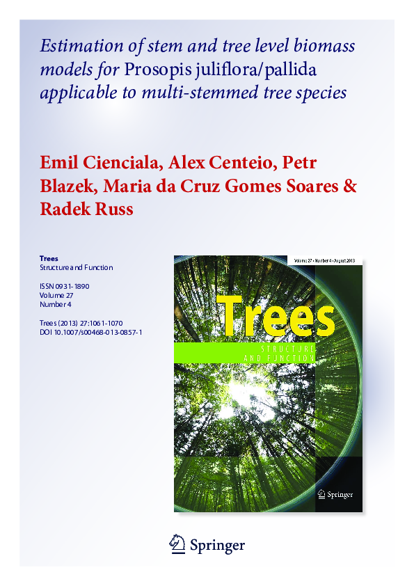 (PDF) Estimation of stem and tree level biomass models for Prosopis ...