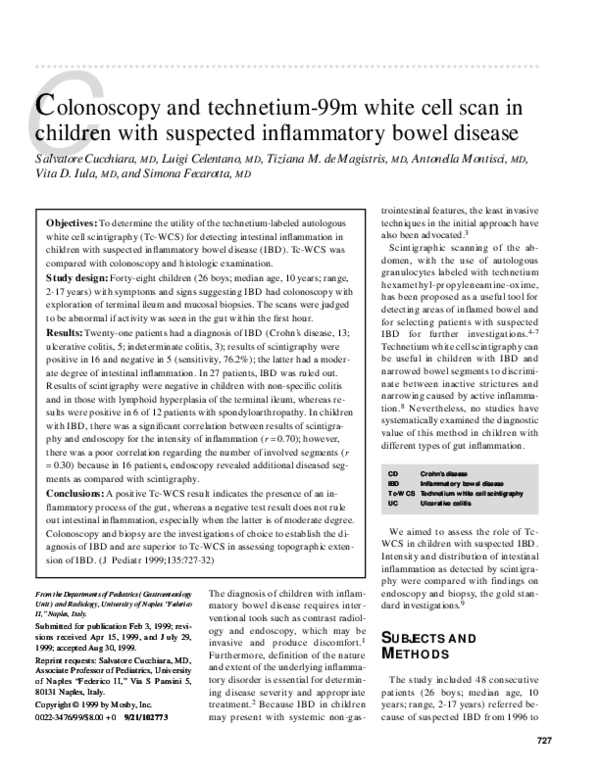 (PDF) Colonoscopy and technetium-99m white cell scan in children with ...