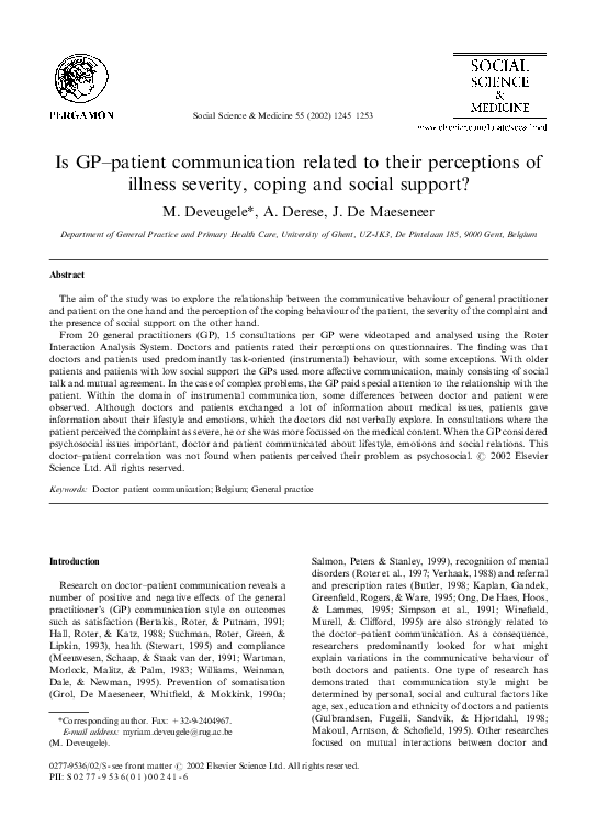 (PDF) Is GP–patient communication related to their perceptions of ...