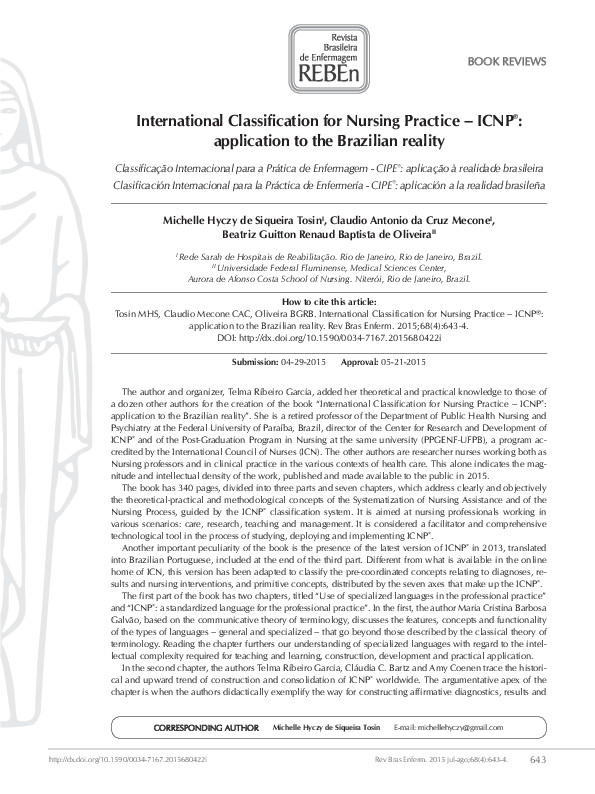 (PDF) International Classification for Nursing Practice - ICNP ...