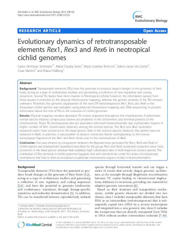(PDF) Evolutionary dynamics of retrotransposable elements Rex1, Rex3 ...