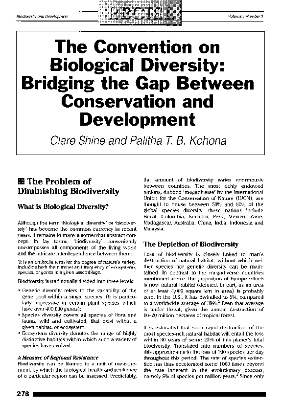 (PDF) The Convention on Biological Diversity: Bridging the Gap Between ...