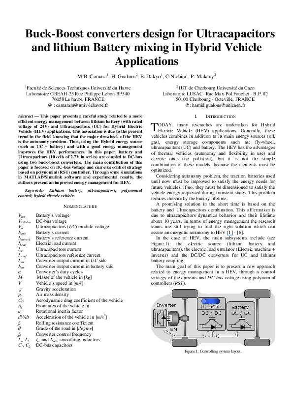 (PDF) Buck-boost converters design for Ultracapacitors and lithium ...
