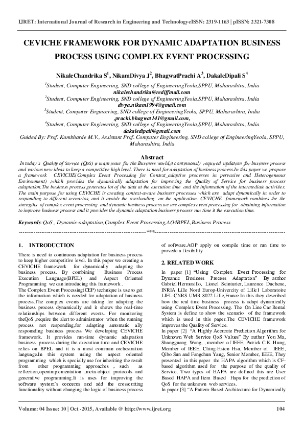Pdf Ceviche Framework For Dynamic Adaptation Business Process Using Complex Event Processing