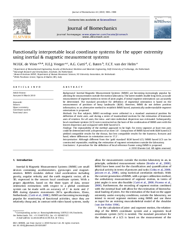 (PDF) Functionally interpretable local coordinate systems for the upper ...