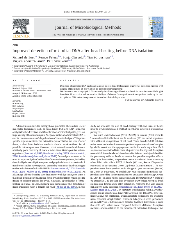 (PDF) Improved detection of microbial DNA after bead-beating before DNA ...