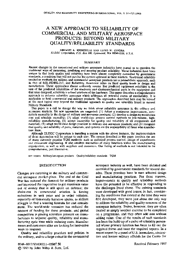 (PDF) A new approach to reliability of commercial and military ...