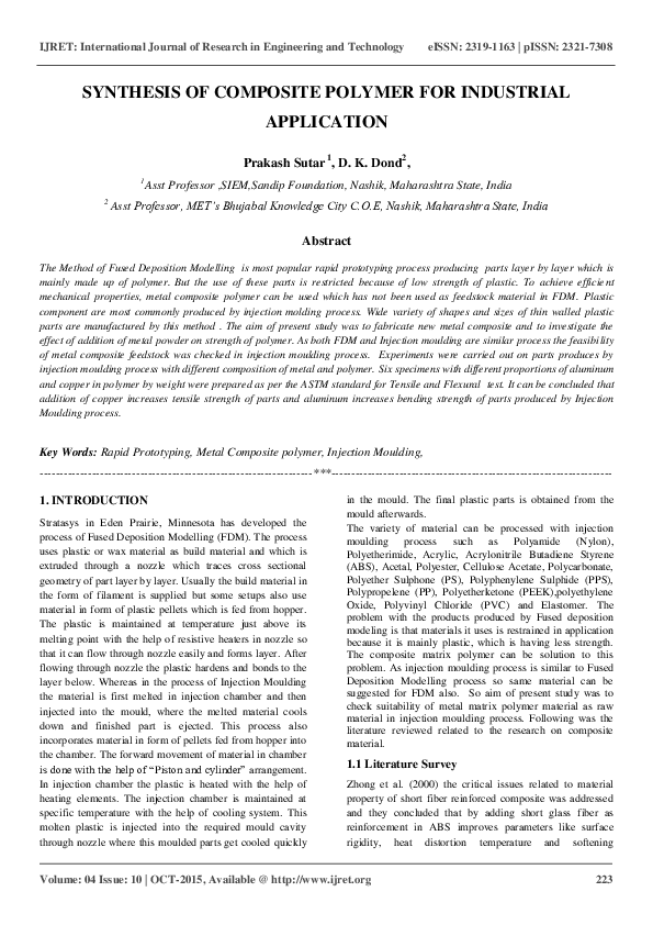 Pdf Synthesis Of Composite Polymer For Industrial Application