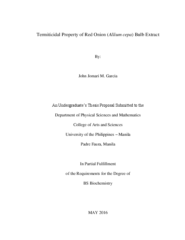 (PDF) Termiticidal Property of Red Onion (Allium cepa) Bulb Extract