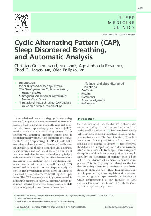 Pdf Cyclic Alternating Pattern Cap Sleep Disordered Breathing And