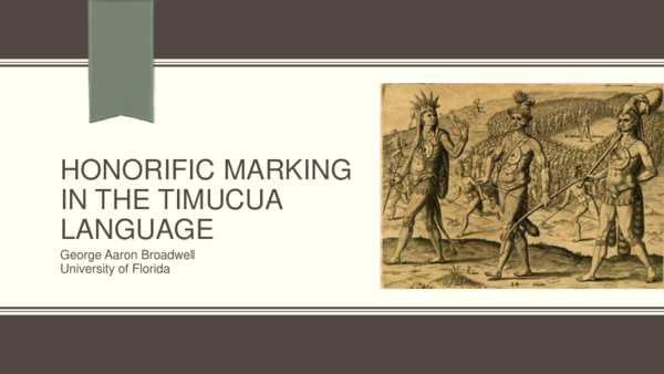 (PDF) Honorific marking in the Timucua language