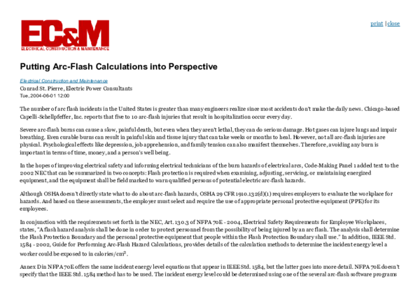 (PDF) Putting Arc­Flash Calculations into Perspective