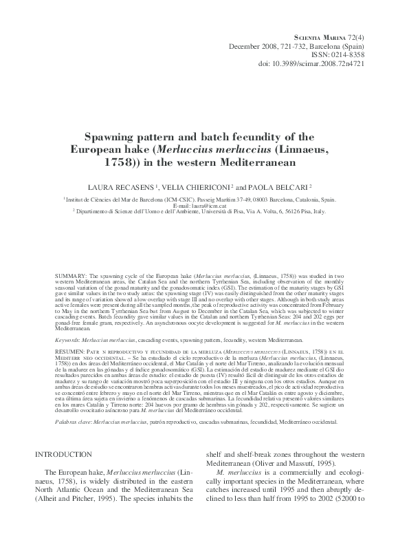 (PDF) Comparison of the catches of European hake (Merluccius merluccius ...
