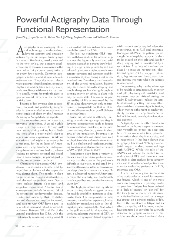 (PDF) Powerful actigraphy data through functional representation ...