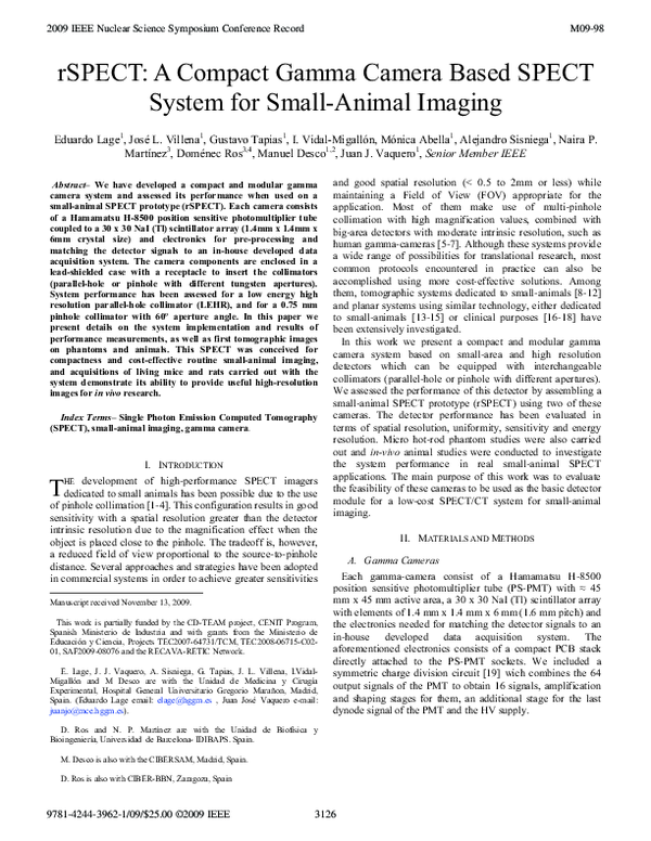 (PDF) rSPECT: A compact gamma camera based SPECT system for small ...