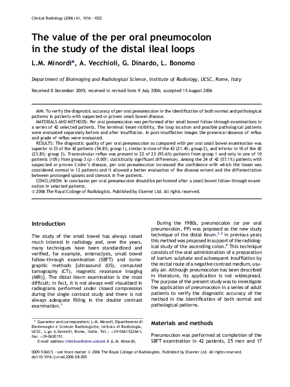 (PDF) The value of the per oral pneumocolon in the study of the distal ...