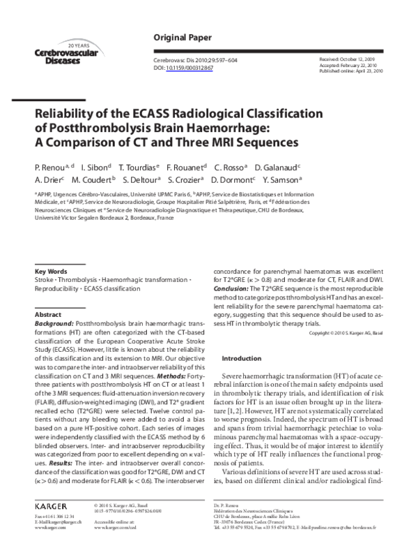 (PDF) Reliability of the ECASS Radiological Classification of ...
