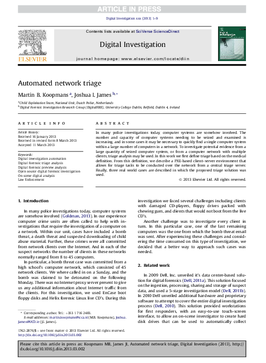 (PDF) Automated network triage