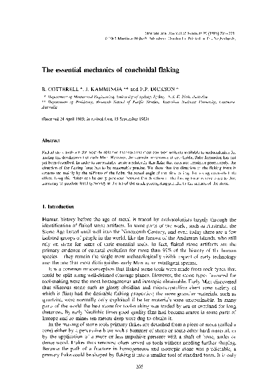 (PDF) The essential mechanics of conchoidal flaking